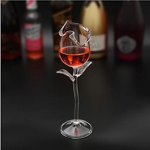 2 Pack Rose Wine Glasses Creative Wine Goblet for Mothers Day Gifts Party Dinner Wedding Festival Wine Cocktail Glass