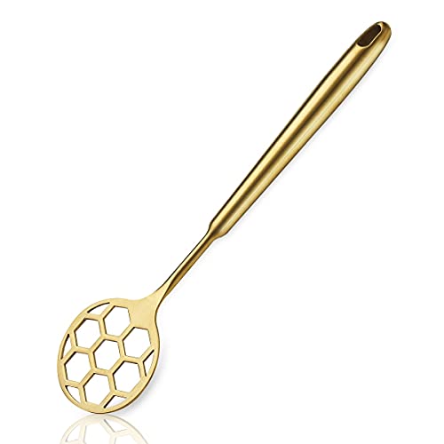 Gold Dough Whisk, Sturdy Football Shape Full Stainless Steel Flat Whisks For Cooking And Baking With Gold Titanium Plating, No Horking Hold in The Handle For Easy To Clean, Dishwasher Safe