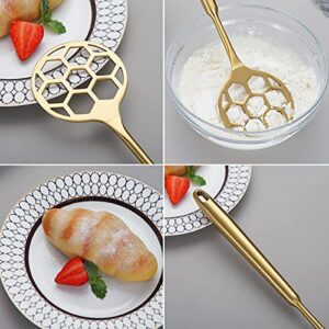 Gold Dough Whisk, Sturdy Football Shape Full Stainless Steel Flat Whisks For Cooking And Baking With Gold Titanium Plating, No Horking Hold in The Handle For Easy To Clean, Dishwasher Safe