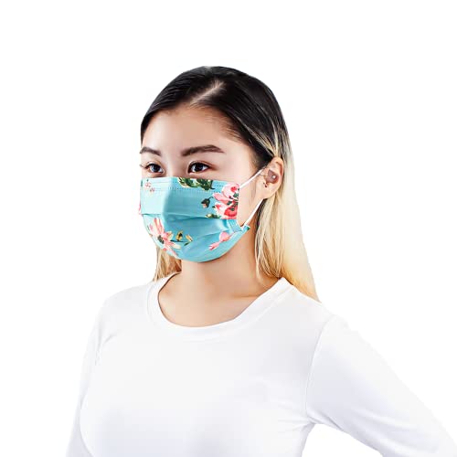 Everydayspecial Disposable Safety Mask 3 Layer Protection Face Mask for Adults 50 pcs (Flower Assorted Print)