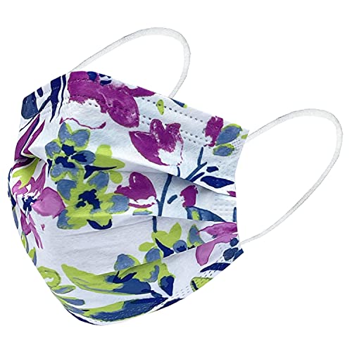 Everydayspecial Disposable Safety Mask 3 Layer Protection Face Mask for Adults 50 pcs (Flower Assorted Print)