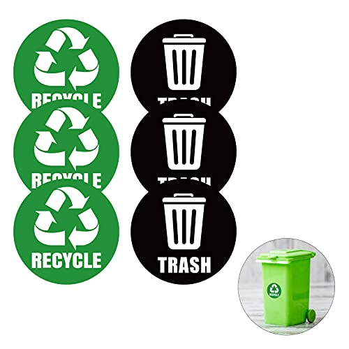 Recycle Sticker, Self-Adhesive Recycle And Trash Bin Logo Stickers, Round Logo Sign Recycle Sticker For Trash Can Recycle Bin Garbage Containers, Recycling Sticker For Kitchen Waterproof(5in X 5in,6packs)