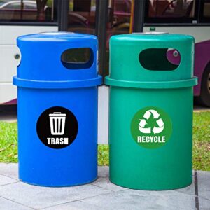 Recycle Sticker, Self-Adhesive Recycle And Trash Bin Logo Stickers, Round Logo Sign Recycle Sticker For Trash Can Recycle Bin Garbage Containers, Recycling Sticker For Kitchen Waterproof(5in X 5in,6packs)