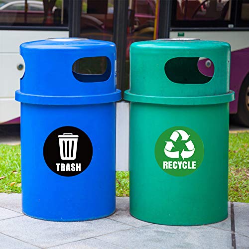 Recycle Sticker, Self-Adhesive Recycle And Trash Bin Logo Stickers, Round Logo Sign Recycle Sticker For Trash Can Recycle Bin Garbage Containers, Recycling Sticker For Kitchen Waterproof(5in X 5in,6packs)