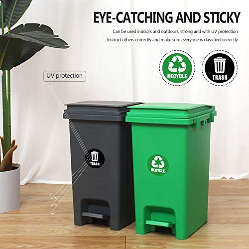 Recycle Sticker, Self-Adhesive Recycle And Trash Bin Logo Stickers, Round Logo Sign Recycle Sticker For Trash Can Recycle Bin Garbage Containers, Recycling Sticker For Kitchen Waterproof(5in X 5in,6packs)