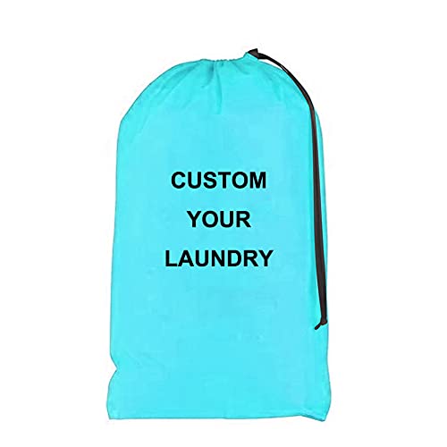 Muka Personalized Laundry Bag Embroidered Travel Washing Beam Storage Bag Waterproof Oxford Cloth for Dirty Clothing College Blue 35.4x27.5