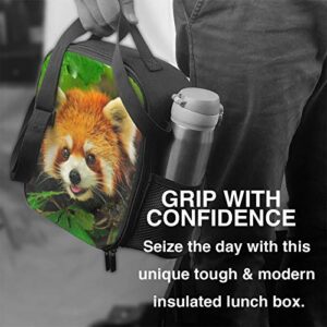 PrelerDIY Red Panda Lunch Box - Insulated Lunch Box for Kids Funny 3D Design with Side Pocket & Shoulder Strap Lunch Bag Perfect for School/Camping/Hiking/Picnic/Beach/Travel