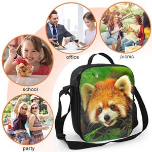 PrelerDIY Red Panda Lunch Box - Insulated Lunch Box for Kids Funny 3D Design with Side Pocket & Shoulder Strap Lunch Bag Perfect for School/Camping/Hiking/Picnic/Beach/Travel