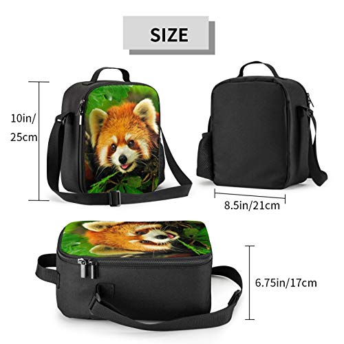 PrelerDIY Red Panda Lunch Box - Insulated Lunch Box for Kids Funny 3D Design with Side Pocket & Shoulder Strap Lunch Bag Perfect for School/Camping/Hiking/Picnic/Beach/Travel