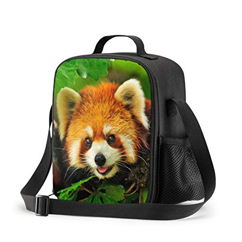 PrelerDIY Red Panda Lunch Box - Insulated Lunch Box for Kids Funny 3D Design with Side Pocket & Shoulder Strap Lunch Bag Perfect for School/Camping/Hiking/Picnic/Beach/Travel