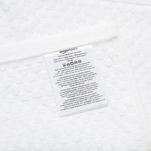 Amazon Basics Odor Resistant Textured Wash Cloth, 12 x 12 Inches - 12-Pack, White