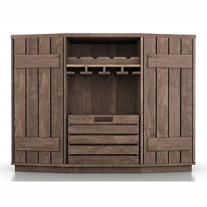 furniture of america layfield wood multi-storage buffet in reclaimed oak