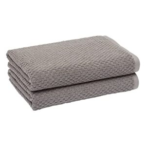 amazon basics odor resistant textured bath towel, 30 x 54 inches - 2-pack, cotton, dark gray