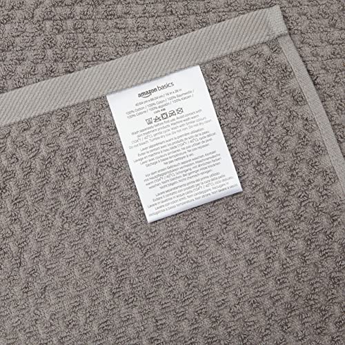 Amazon Basics Odor Resistant Textured Bath Towel, 30 x 54 Inches - 2-Pack, Cotton, Dark Gray