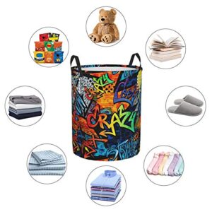 FeHuew Abstract Grunge Graffiti Pattern Collapsible Laundry Basket with Handle Waterproof Fabric Hamper Laundry Storage Baskets Organizer Large Bins for Dirty Clothes,toys,Bathroom