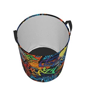 FeHuew Abstract Grunge Graffiti Pattern Collapsible Laundry Basket with Handle Waterproof Fabric Hamper Laundry Storage Baskets Organizer Large Bins for Dirty Clothes,toys,Bathroom