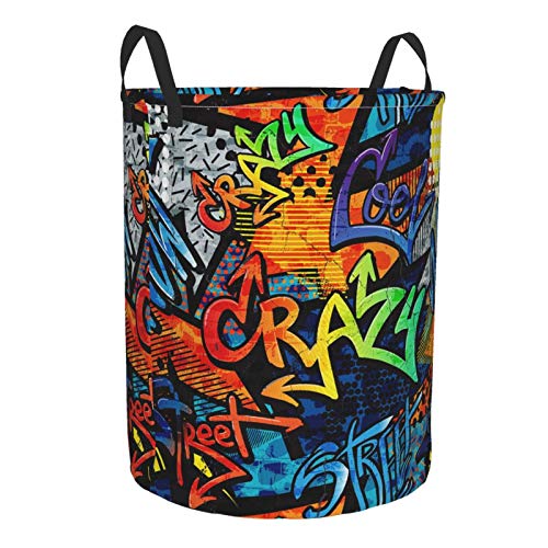 FeHuew Abstract Grunge Graffiti Pattern Collapsible Laundry Basket with Handle Waterproof Fabric Hamper Laundry Storage Baskets Organizer Large Bins for Dirty Clothes,toys,Bathroom