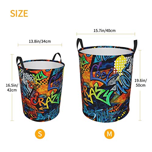 FeHuew Abstract Grunge Graffiti Pattern Collapsible Laundry Basket with Handle Waterproof Fabric Hamper Laundry Storage Baskets Organizer Large Bins for Dirty Clothes,toys,Bathroom