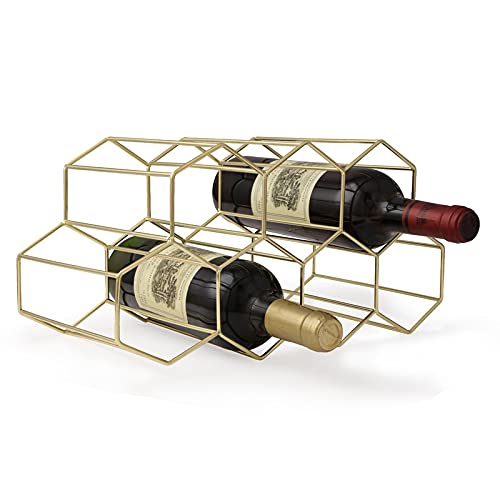 FOMANSH Countertop Wine Rack - 7 Bottle Holder for Wine Storage, Freestanding Wine Rack for Wine Cellar Bar Cabinet, Metal Tabletop Wine Holder with Modern Design,Stand Wine Rack for Kitchen