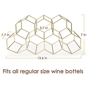 FOMANSH Countertop Wine Rack - 7 Bottle Holder for Wine Storage, Freestanding Wine Rack for Wine Cellar Bar Cabinet, Metal Tabletop Wine Holder with Modern Design,Stand Wine Rack for Kitchen