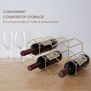 FOMANSH Countertop Wine Rack - 7 Bottle Holder for Wine Storage, Freestanding Wine Rack for Wine Cellar Bar Cabinet, Metal Tabletop Wine Holder with Modern Design,Stand Wine Rack for Kitchen