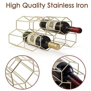 FOMANSH Countertop Wine Rack - 7 Bottle Holder for Wine Storage, Freestanding Wine Rack for Wine Cellar Bar Cabinet, Metal Tabletop Wine Holder with Modern Design,Stand Wine Rack for Kitchen