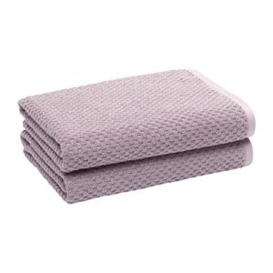 amazon basics odor resistant textured bath towel, 30 x 54 inches - 2-pack, lavender