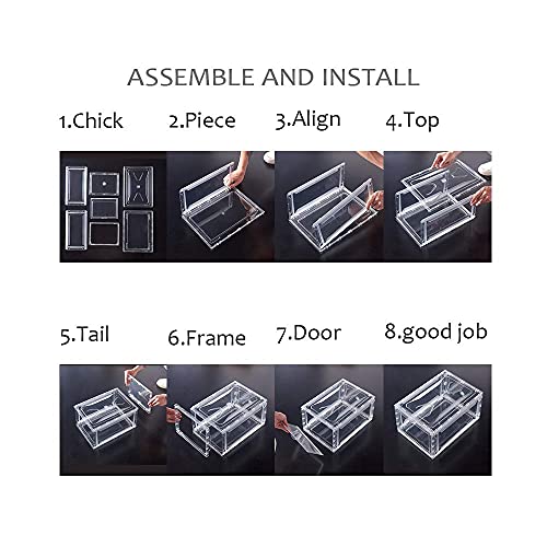 AFULILI Magnetic Shoe Storage Boxes Stackable Front Open Acrylic Organizer Sneaker Display Case for Shoe or Collections Clear Closet Shelf (Clear)