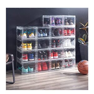 AFULILI Magnetic Shoe Storage Boxes Stackable Front Open Acrylic Organizer Sneaker Display Case for Shoe or Collections Clear Closet Shelf (Clear)