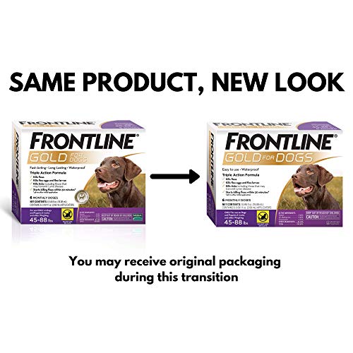 Frontline Gold Flea & Tick Treatment for Large Dogs Up to 45 to 88 lbs, Pack of 6