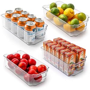 zulay 4 pack clear refrigerator organizer bins - medium fridge organizers and storage clear - ideal freezer organizer bins, refrigerator storage containers, kitchen cabinets, pantry organization