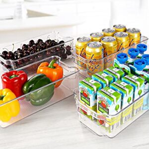 Zulay 4 Pack Clear Refrigerator Organizer Bins - Medium Fridge Organizers and Storage Clear - Ideal Freezer Organizer Bins, Refrigerator Storage Containers, Kitchen Cabinets, Pantry Organization