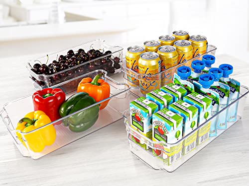 Zulay 4 Pack Clear Refrigerator Organizer Bins - Medium Fridge Organizers and Storage Clear - Ideal Freezer Organizer Bins, Refrigerator Storage Containers, Kitchen Cabinets, Pantry Organization