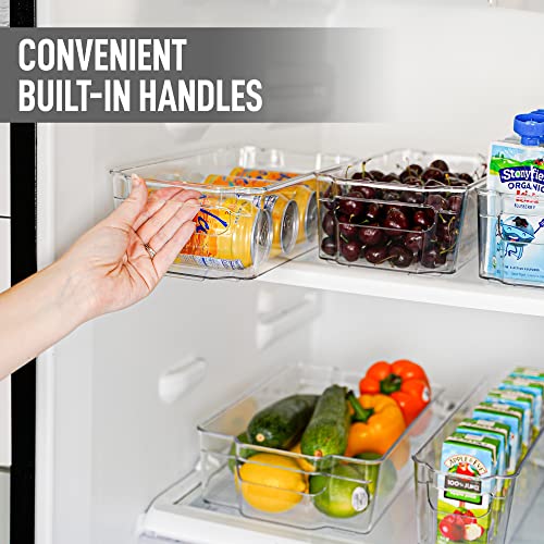 Zulay 4 Pack Clear Refrigerator Organizer Bins - Medium Fridge Organizers and Storage Clear - Ideal Freezer Organizer Bins, Refrigerator Storage Containers, Kitchen Cabinets, Pantry Organization