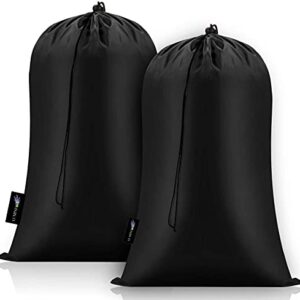 Luminesk Extra Large Laundry Bags 2 Pack 28'' x 45'' Heavy Duty XL Organizer Bag Fit Laundry Hamper Basket College Travel Dorm Tear Resistant Drawstring Dirty Cloth Storage, Three Loads of Clothes Black