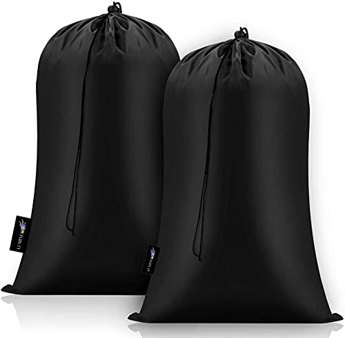 Luminesk Extra Large Laundry Bags 2 Pack 28'' x 45'' Heavy Duty XL Organizer Bag Fit Laundry Hamper Basket College Travel Dorm Tear Resistant Drawstring Dirty Cloth Storage, Three Loads of Clothes Black