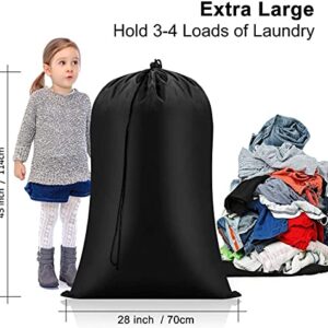 Luminesk Extra Large Laundry Bags 2 Pack 28'' x 45'' Heavy Duty XL Organizer Bag Fit Laundry Hamper Basket College Travel Dorm Tear Resistant Drawstring Dirty Cloth Storage, Three Loads of Clothes Black