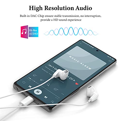 USB C Headphones for iPad Pro,USB Type C Earphones HiFi Stereo USB C Wired Earbuds with Microphone Volume Control for Samsung S23 Ultra S22 S21 S20 FE Note20 A53 Z Flip,Pixel 7 6 6a 5 4,OnePlus 10 9