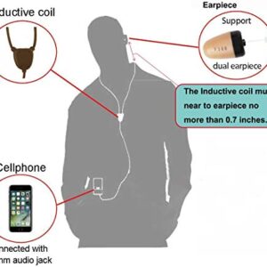 Invisible Earpiece and Inductive Loop kit for Cell Phone, Transfer Sound to Mini Earpiece for Covert Voice Conversation and Listen Music