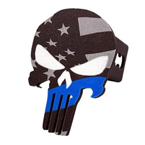 Punisher Blue Line Dark Mode Hitch Cover - Made in USA