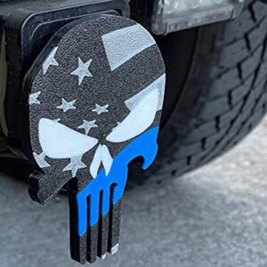 Punisher Blue Line Dark Mode Hitch Cover - Made in USA