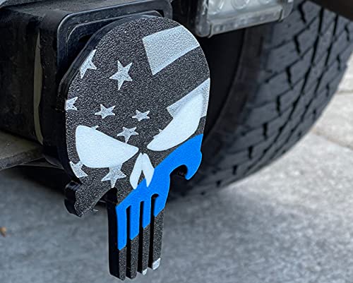 Punisher Blue Line Dark Mode Hitch Cover - Made in USA