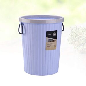 Amosfun Round Shape Garbage Can Plastic Trash Wastebin with Pressing Circle Waste Bag Organizer- Size S (Purple) Decorations for Home