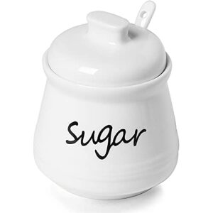 ontube ceramic sugar bowl with lid and spoon 12oz (white)