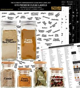 670 labels: 498 spice names + 96 blank labels | most bold cursive preprinted black & white letters label set | alphabetized spice label system by kitchen almighty | spice jar labels spice organization