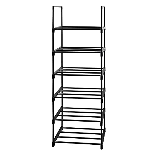 Easyhouse 6 Tier Tall Shoe Rack for Closet Entryway, Metal Sturdy Shoe Shelf Storage Organizer, Vertical Small Space Large Capacity for 12-16 Pairs of Shoes