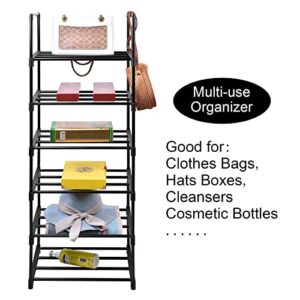 Easyhouse 6 Tier Tall Shoe Rack for Closet Entryway, Metal Sturdy Shoe Shelf Storage Organizer, Vertical Small Space Large Capacity for 12-16 Pairs of Shoes