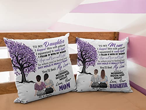 Artgearify Personalized to My Daughter, I Hugged This Soft Pillow, Customize Your Clothes Hair Names, Mom to Daughter Pillow, Decorative Throw Pillows (14" x 14")