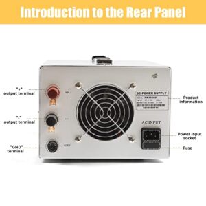 DC Power Supply Variable 0-30V 0-20A, Adjustable Switching Regulated DC Bench Power Supply, High Precision 4-Digit Multiple Protection