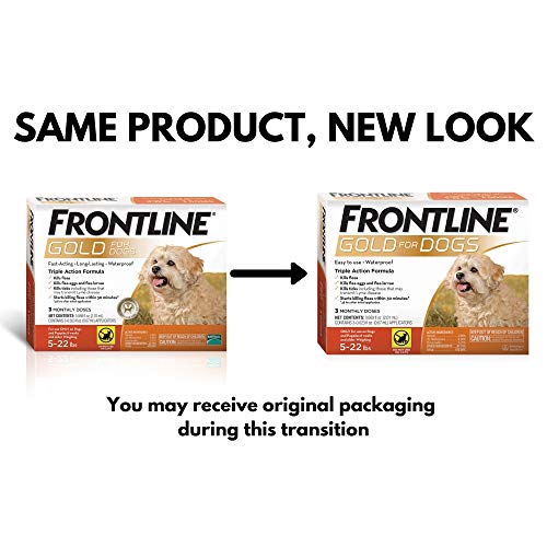 Frontline Gold Flea & Tick Treatment for Small Dogs Up to 5 to 22 lbs, Pack of 3